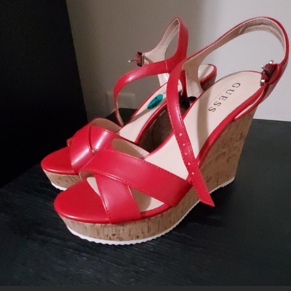 Guess | Shoes | Never Worn Red Guess Wedges | Poshmark